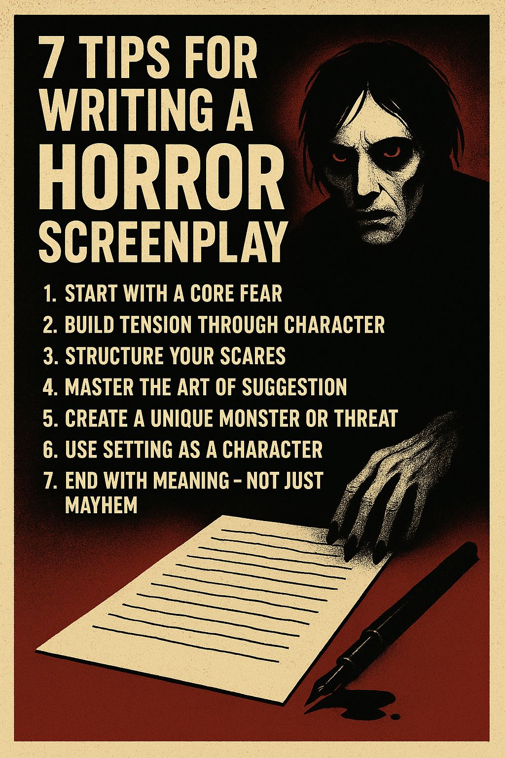 7 Tips for Writing a Horror Screenplay That Truly Terrifies